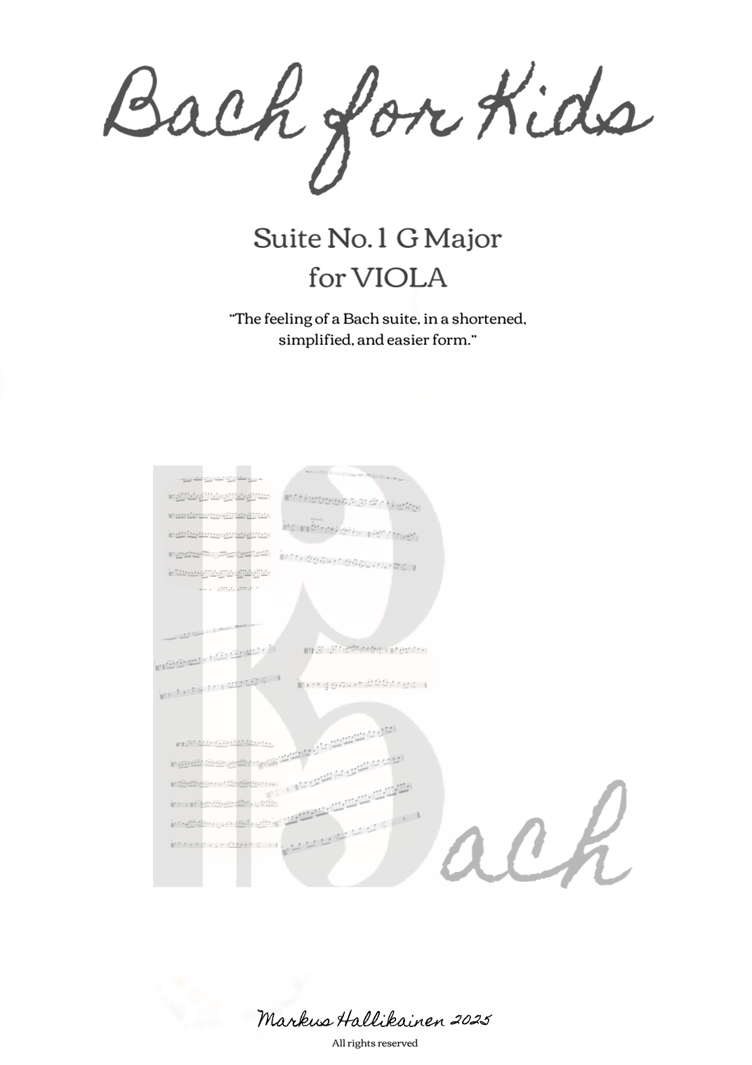 Bach for Kids: Solo Suite No. 1 G Major (arr. Markus Hallikainen) by ...