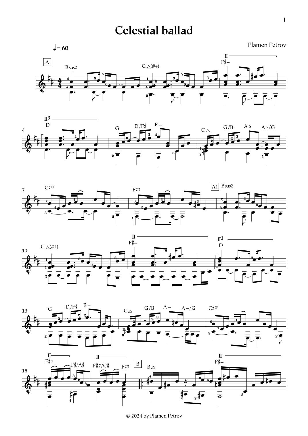 Celestial Ballad Sheet Music | Plamen Petrov | Solo Guitar