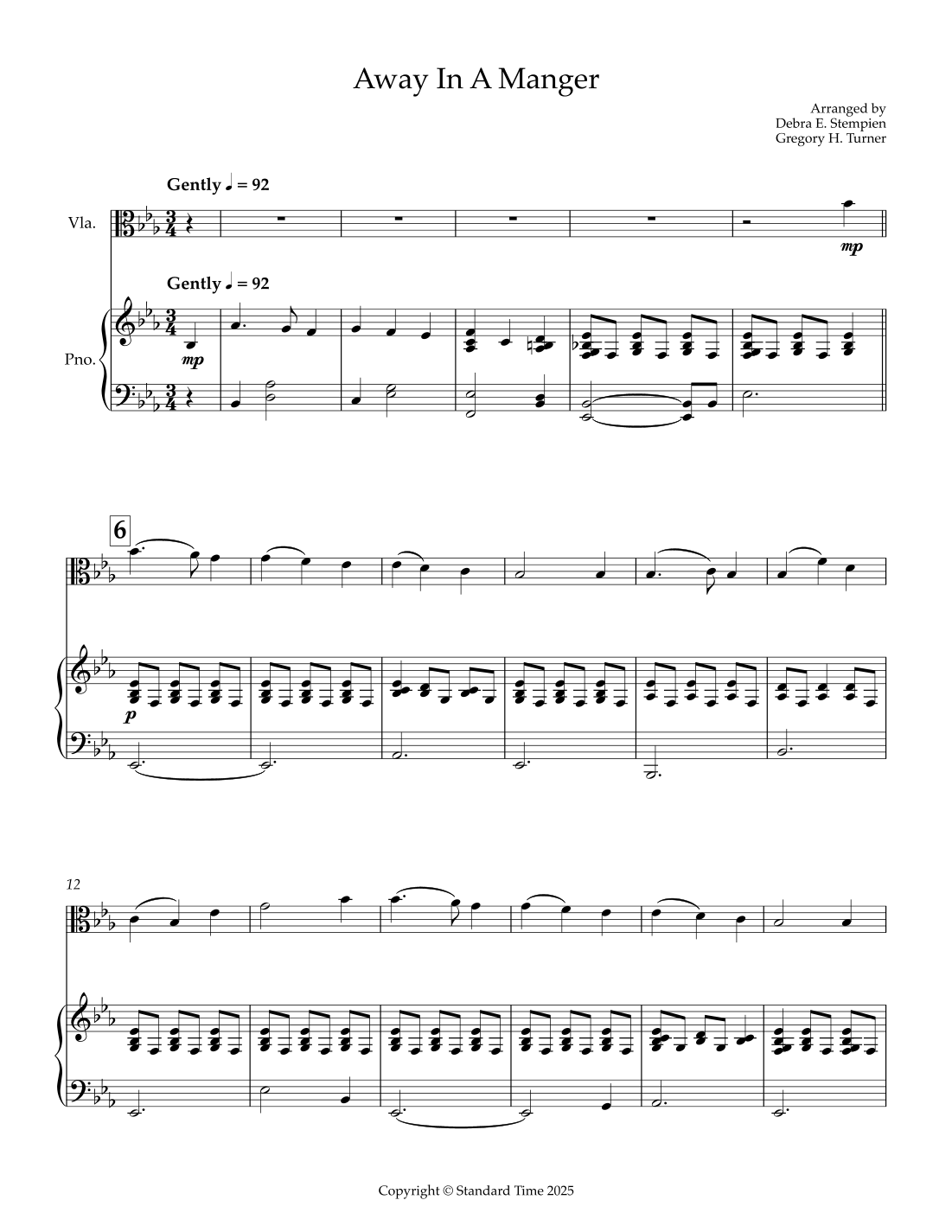 Away In A Manger (American, Mueller) for Viola with Piano Accompaniment ...