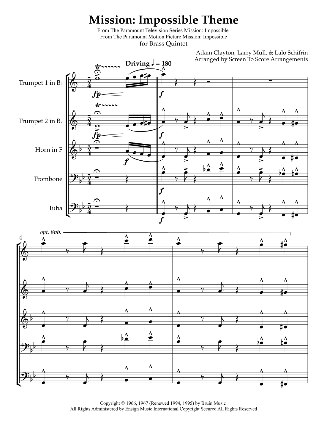 Mission: Impossible Theme (arr. Screen to Score Arrangements) by Adam ...