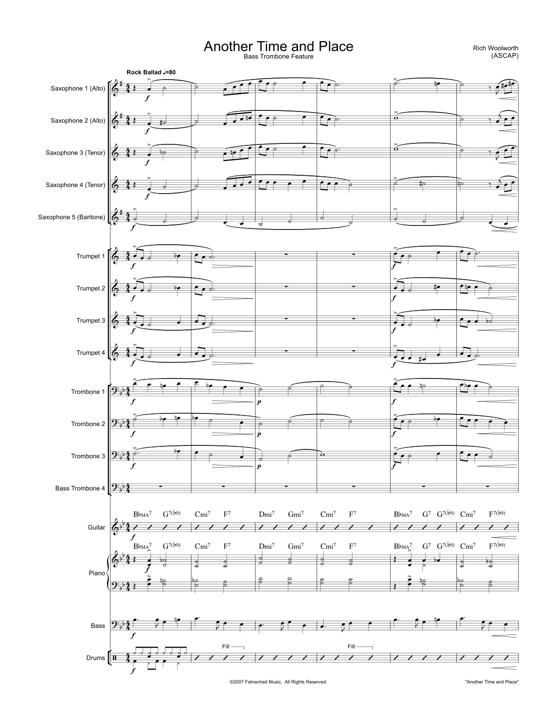 Another Time and Place Noten | Rich Woolworth | Jazzensemble