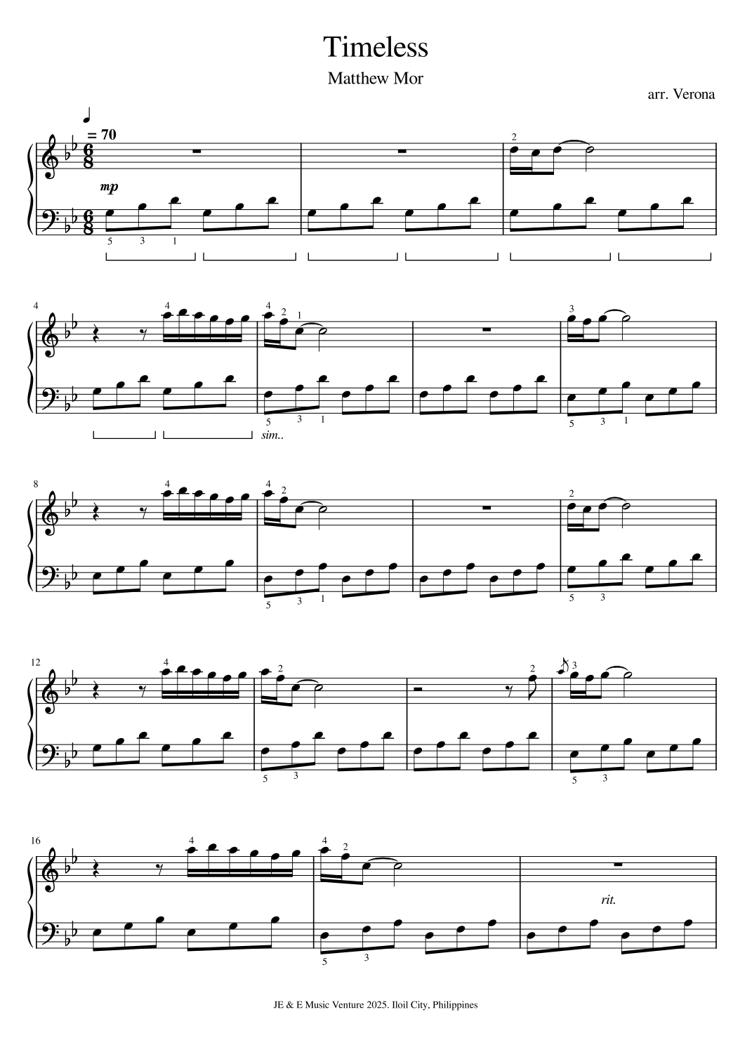 Timeless (arr. Taylor Swift) by Taylor Swift Sheet Music for Easy Piano ...