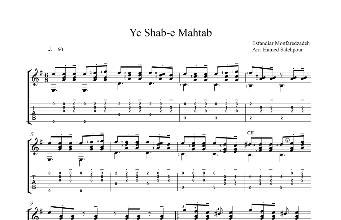 Ye Shab-e Mahtab (A moonlight night) (arr. Hamed Salehpour) by Farhad ...