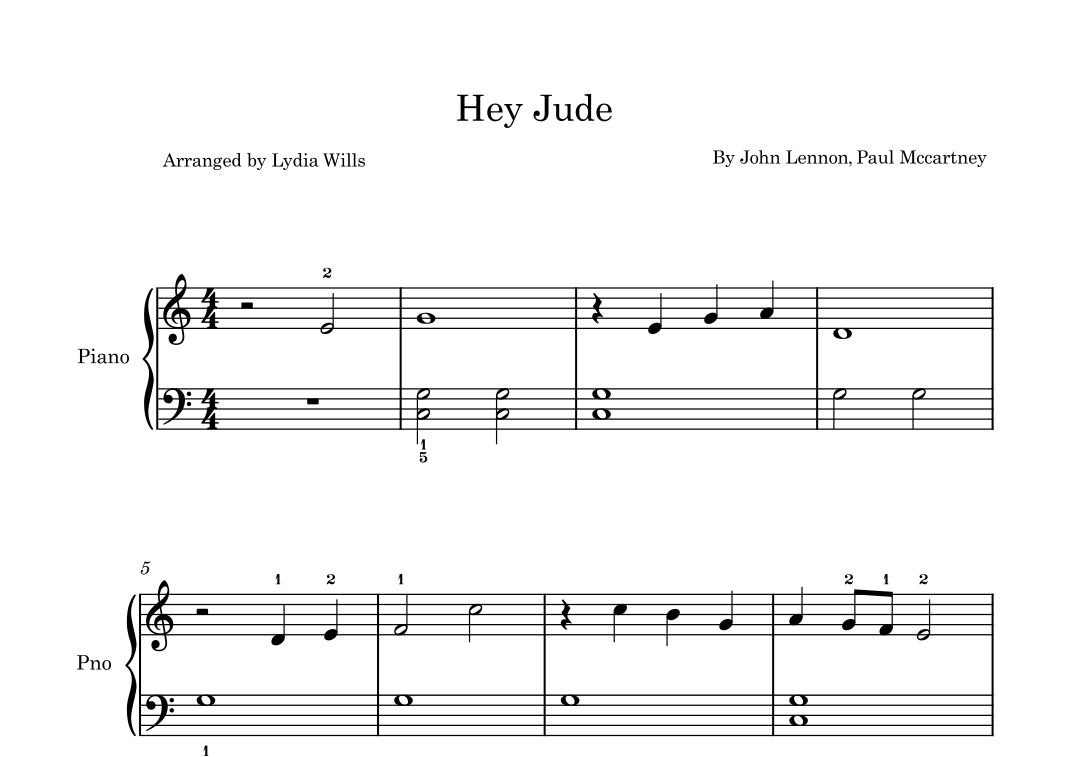 Hey Jude (arr. L Wills by The Beatles Sheet Music for Piano Solo at ...