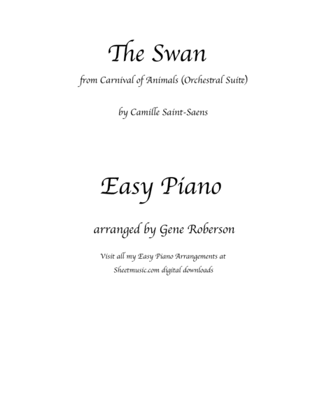 The Swan for EASY PIANO (arr. Gene Roberson) by Camille Saint-Saens ...