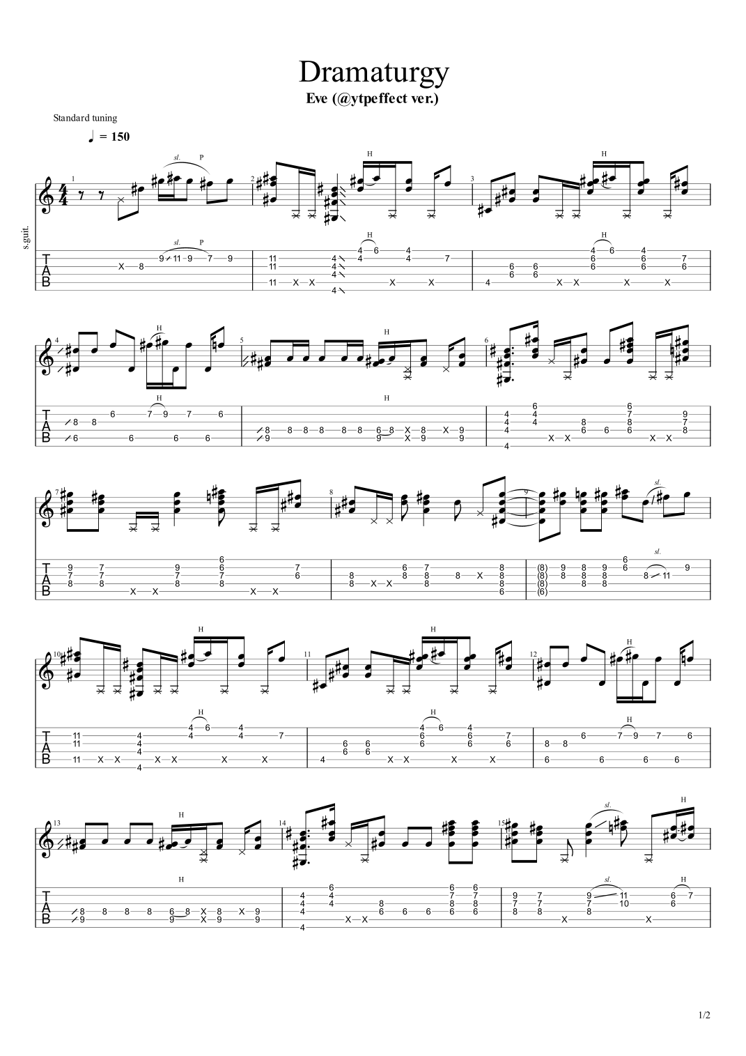 Dramaturgy (arr. pewpewLesay) by Eve Sheet Music for Guitar Tab at ...
