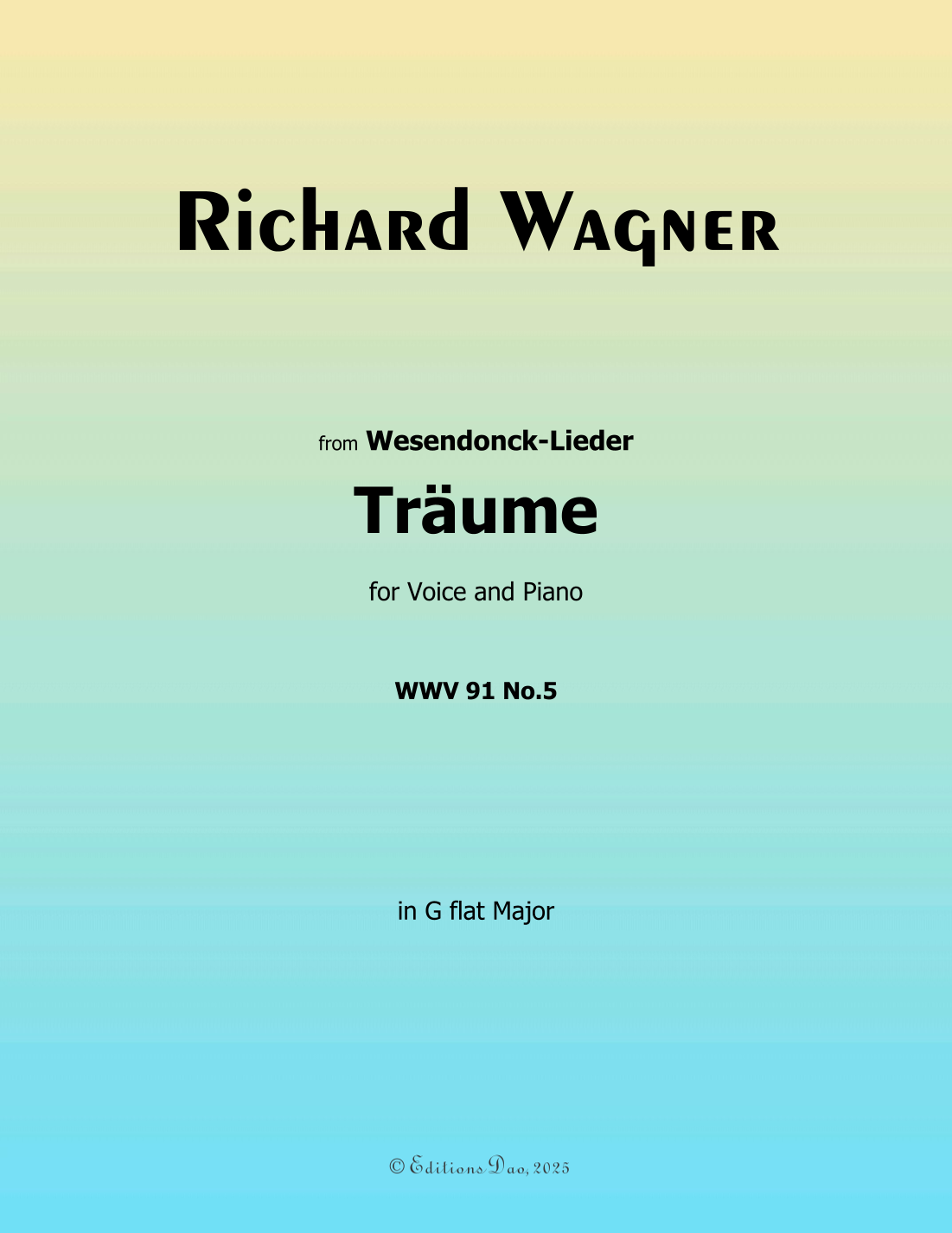 Träume, by Richard Wagner, in G flat Major (arr. Editions Dao) by ...