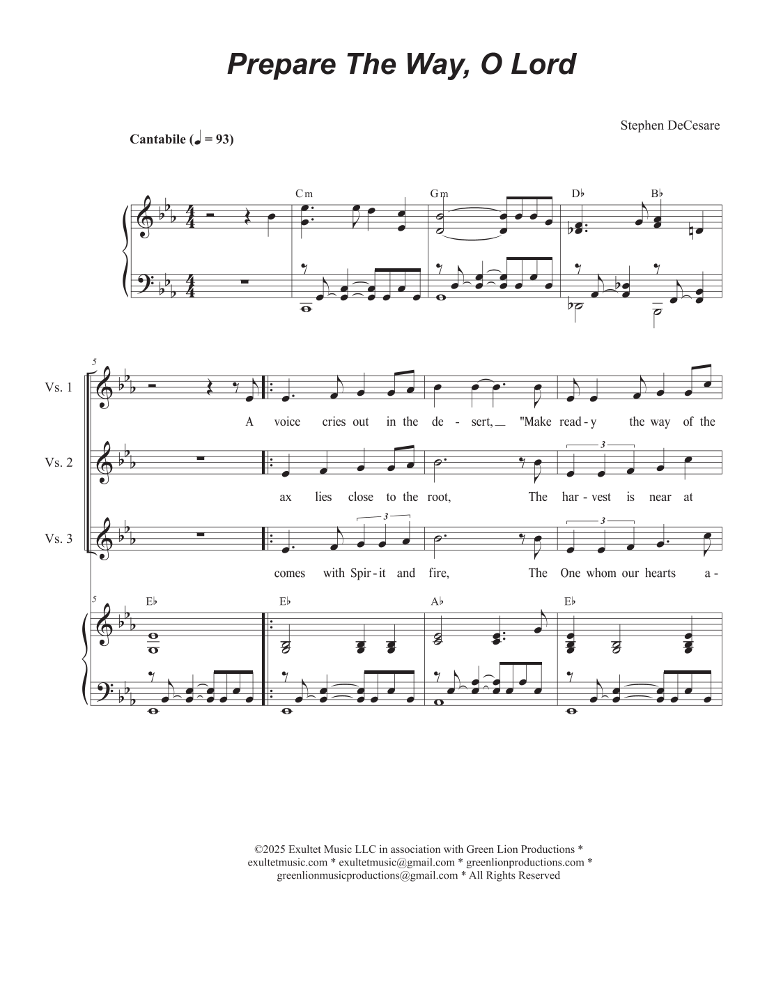 Prepare the Way, O Lord (Duet for Soprano and Tenor solo) by Stephen ...