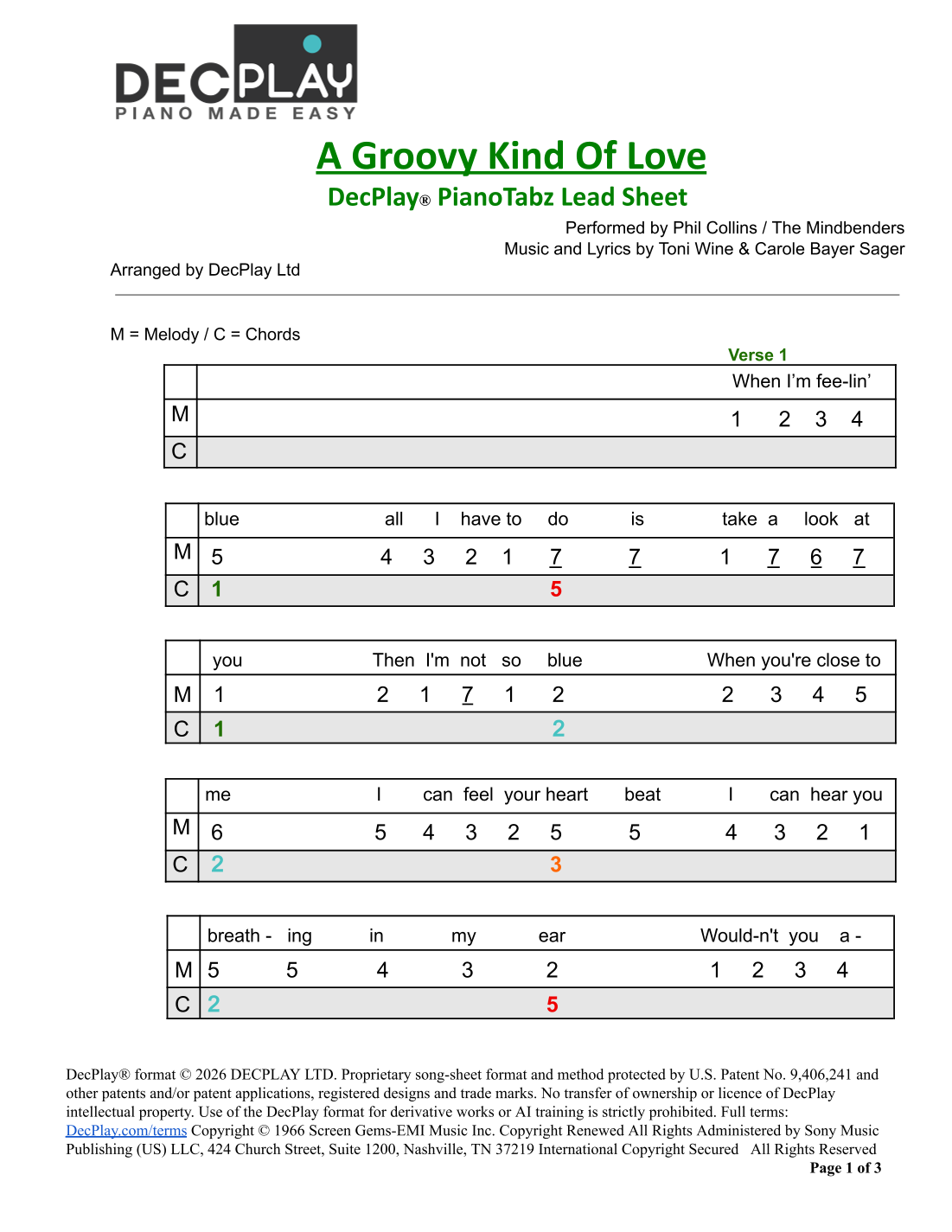 A Groovy Kind Of Love (arr. DecPlay Ltd) by Phil Collins Sheet Music ...
