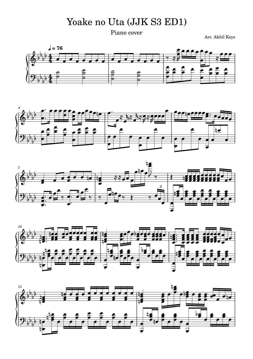 Yoake no Uta(jo0ji) - JJK S3 ending | Piano sheets von jo0ji Noten zum ...