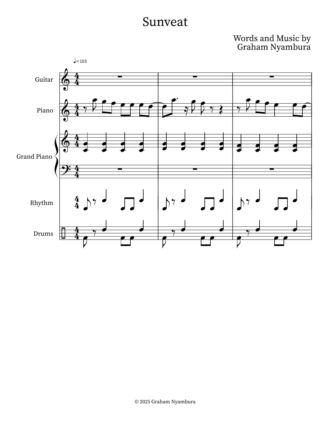 Sunveat by Graham Nyambura Sheet Music for Lead Sheet / Fake Book at ...