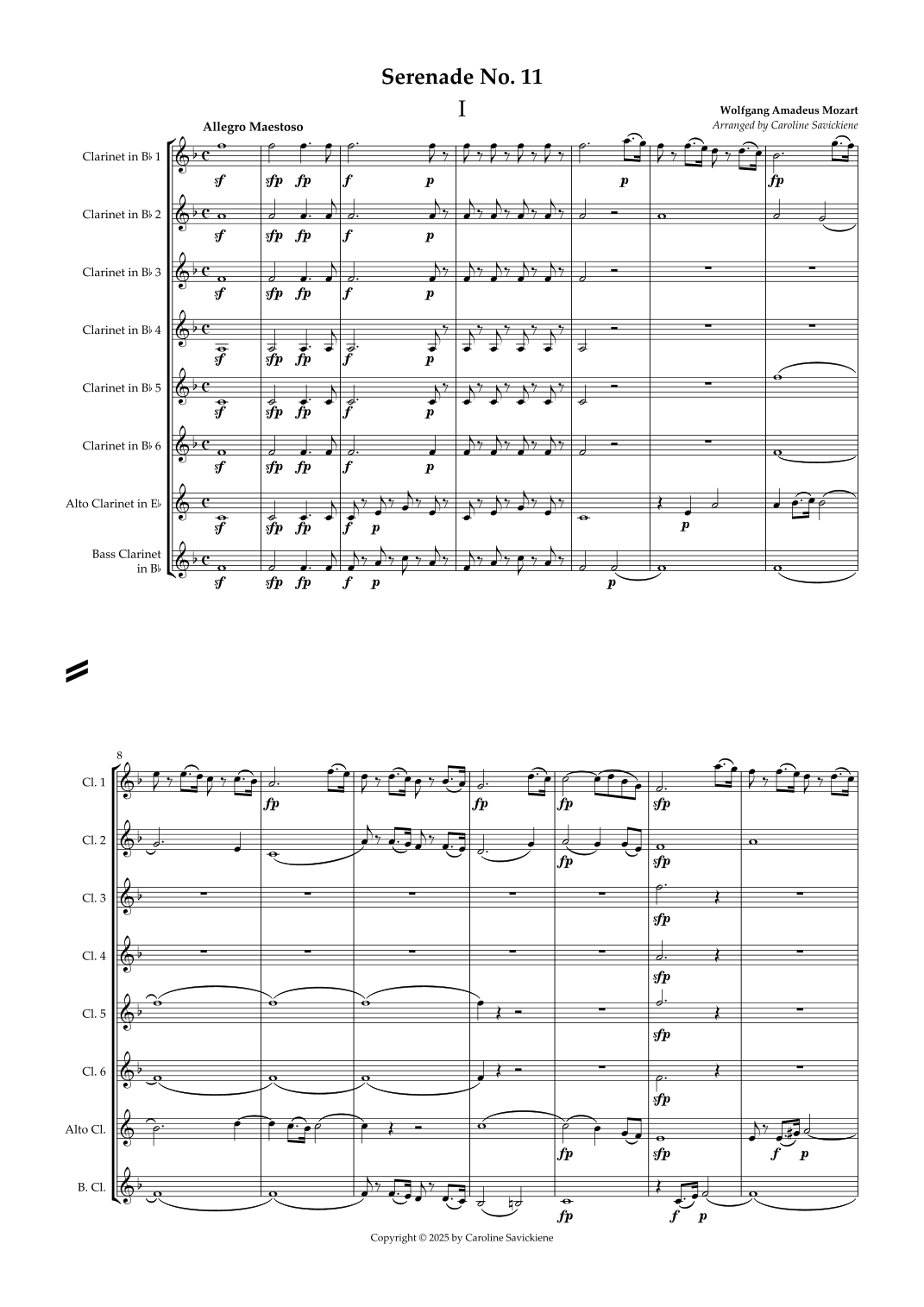 Mozart Serenade No 11 for clarinet octet (6 Bb, Alto, Bass) - 1st ...