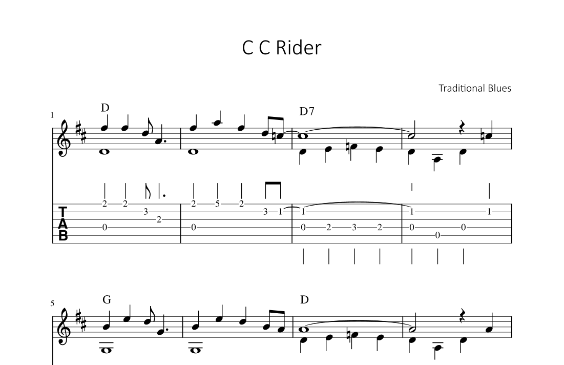 C C Rider (arr. Bettina Schipp) by Traditional Sheet Music for Solo ...