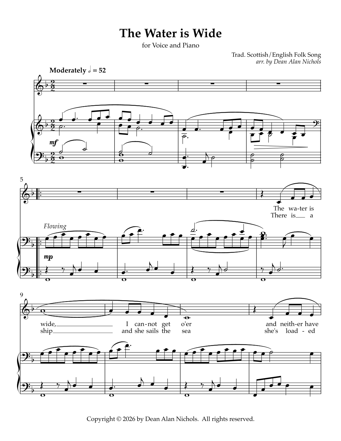 The Water is Wide (arr. Dean Alan Nichols) by Traditional Scottish ...