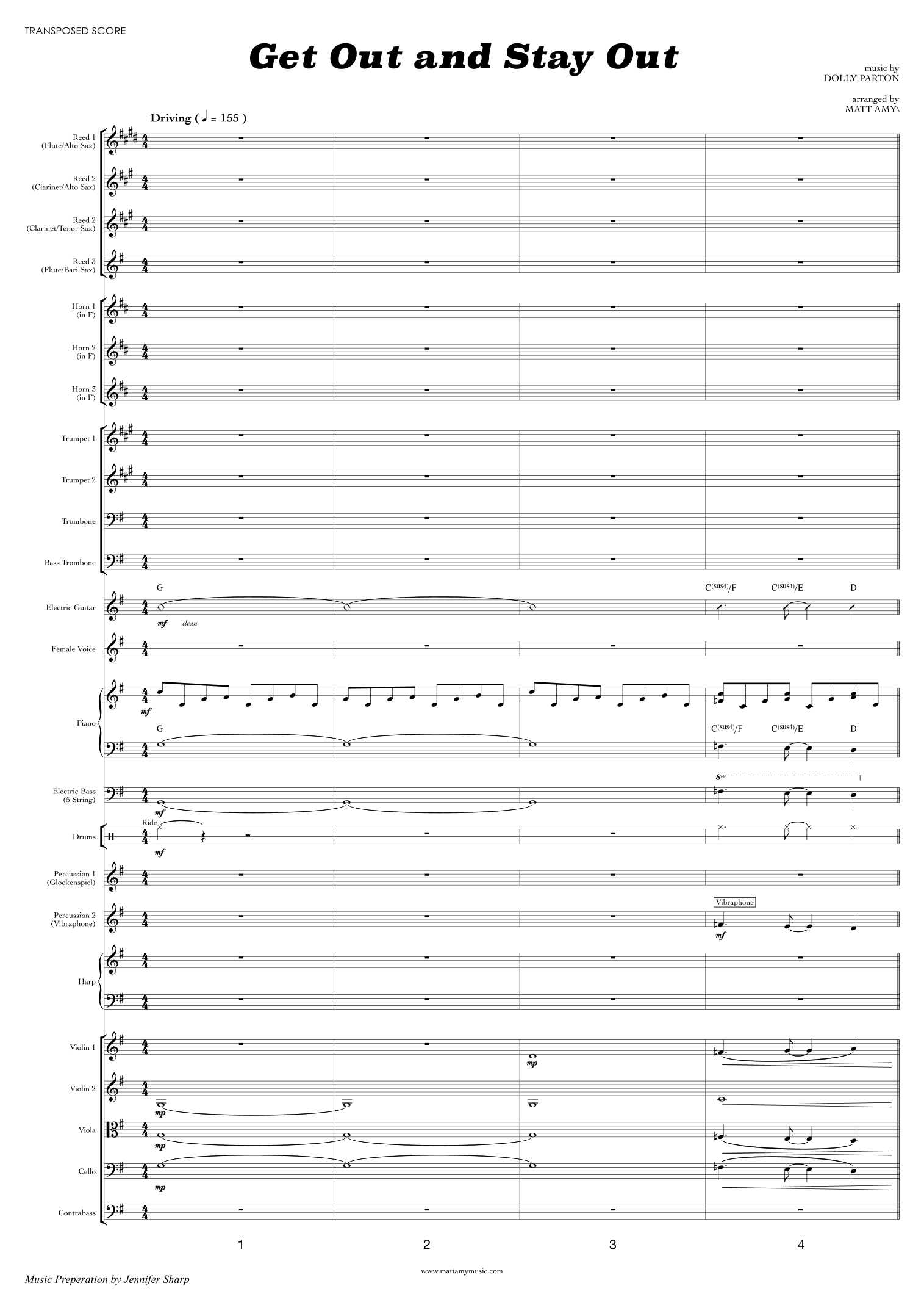 Get Out And Stay Out (arr. Matt Amy) by Dolly Parton Sheet Music for ...