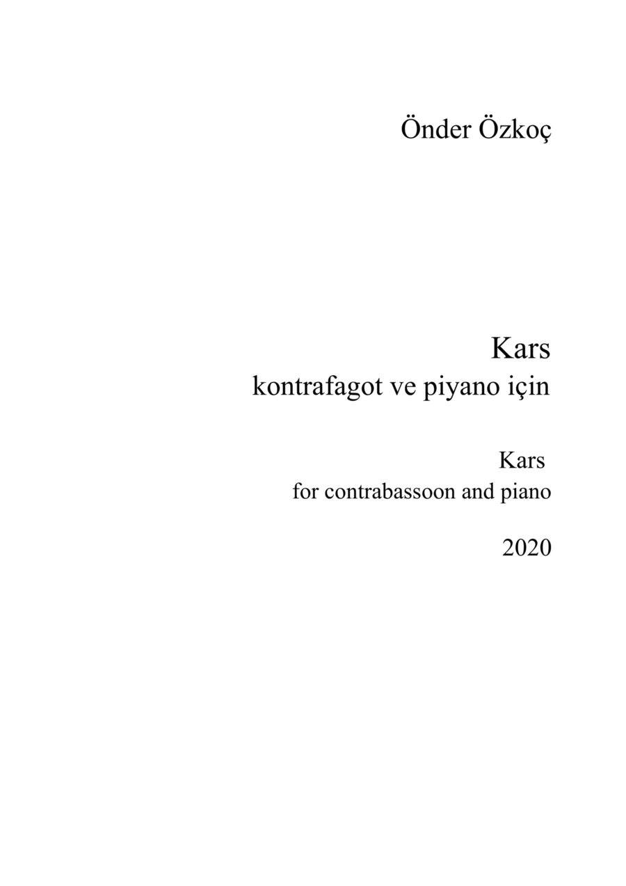 Kars for Contrabassoon and Piano by Onder Ozkoc Sheet Music for Bassoon ...