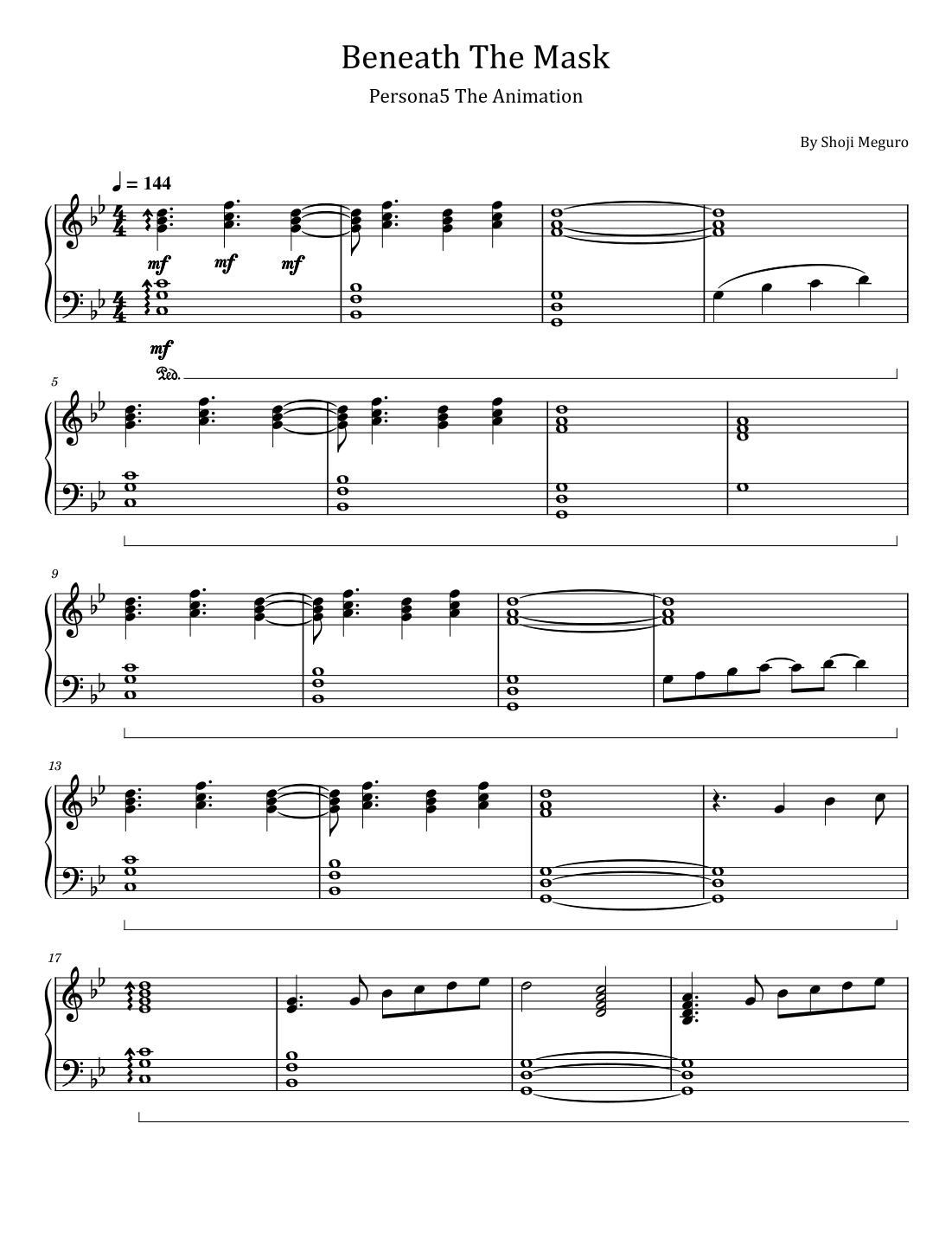 Persona5 The Animation (arr. poon) by Toshiki Konishi Sheet Music for ...