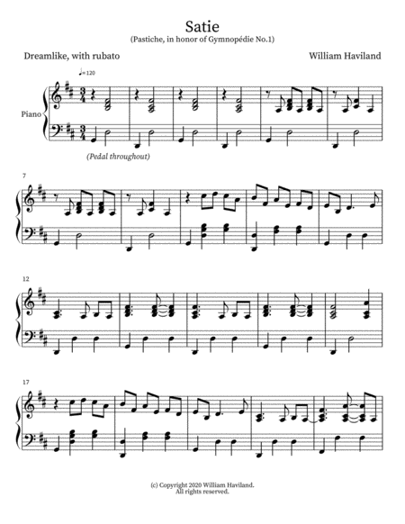 Satie by Erik Satie, William Haviland Sheet Music for Piano Solo at ...