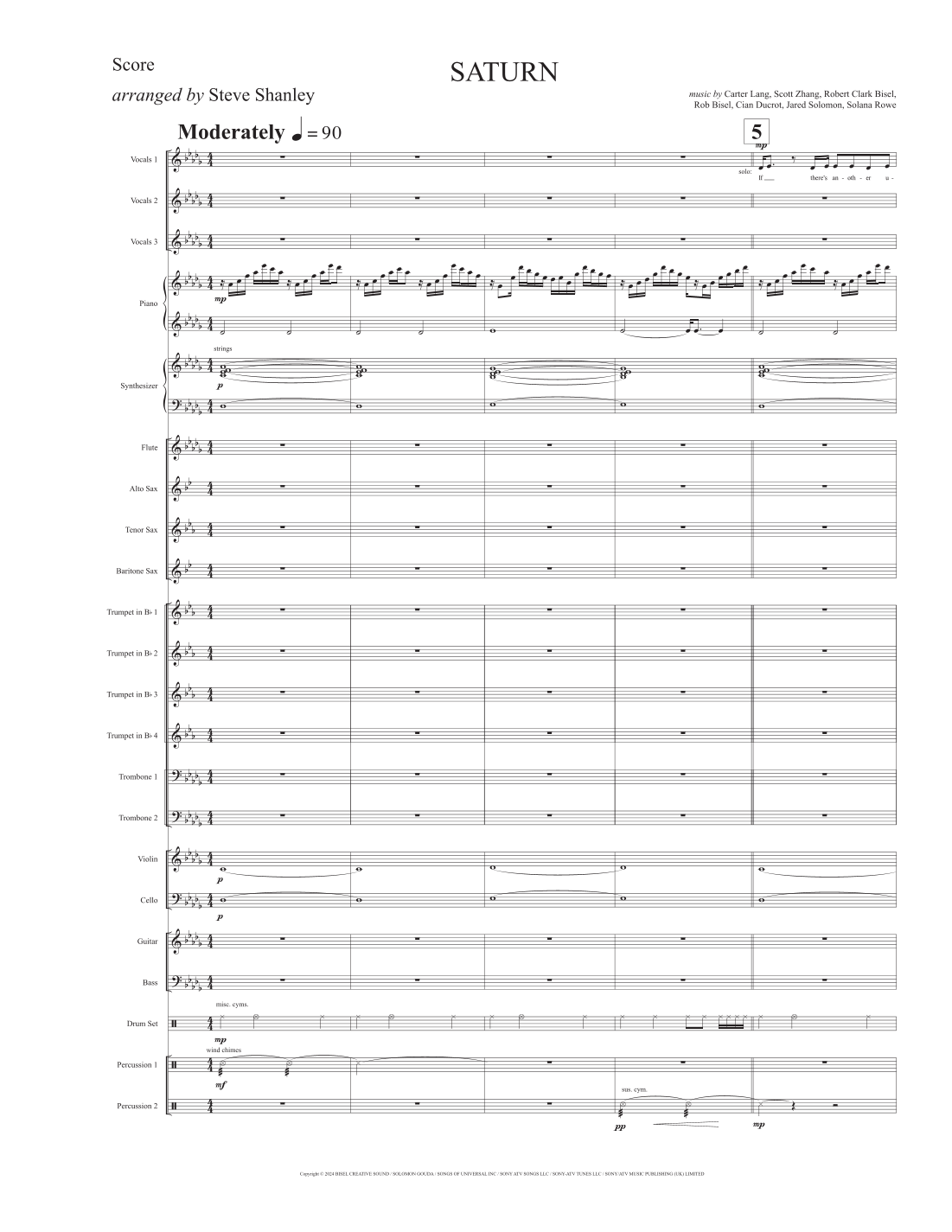 Saturn by SZA Sheet Music for SSA Choir (arr. Steve Shanley) at Sheet ...