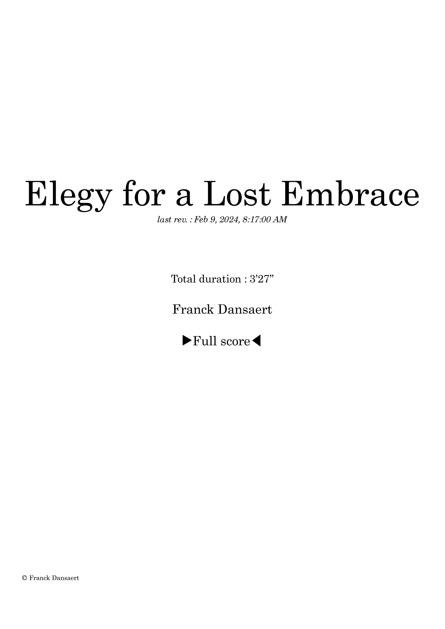 Elegy Of Lost Embrace - Score Only by Franck Dansaert Sheet Music for ...