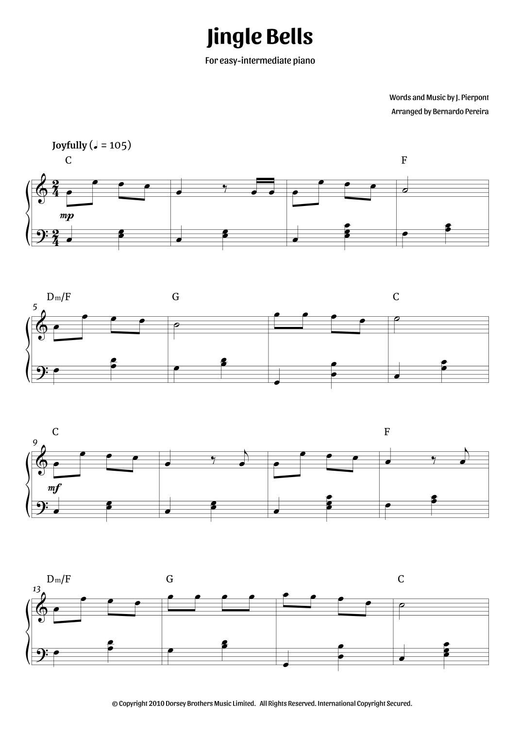 Jingle Bells (arr. Bernardo Pereira by Various Sheet Music for Piano ...