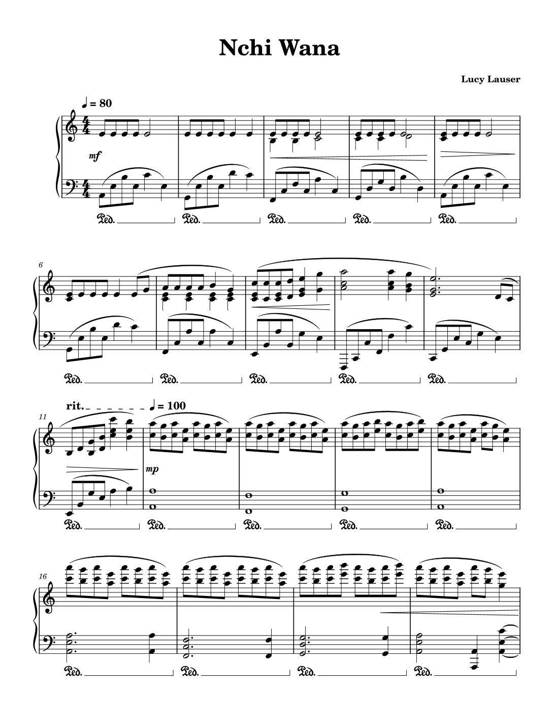 Nchi Wana by Sun Tillikum Sheet Music for Piano Solo at Sheet Music Direct