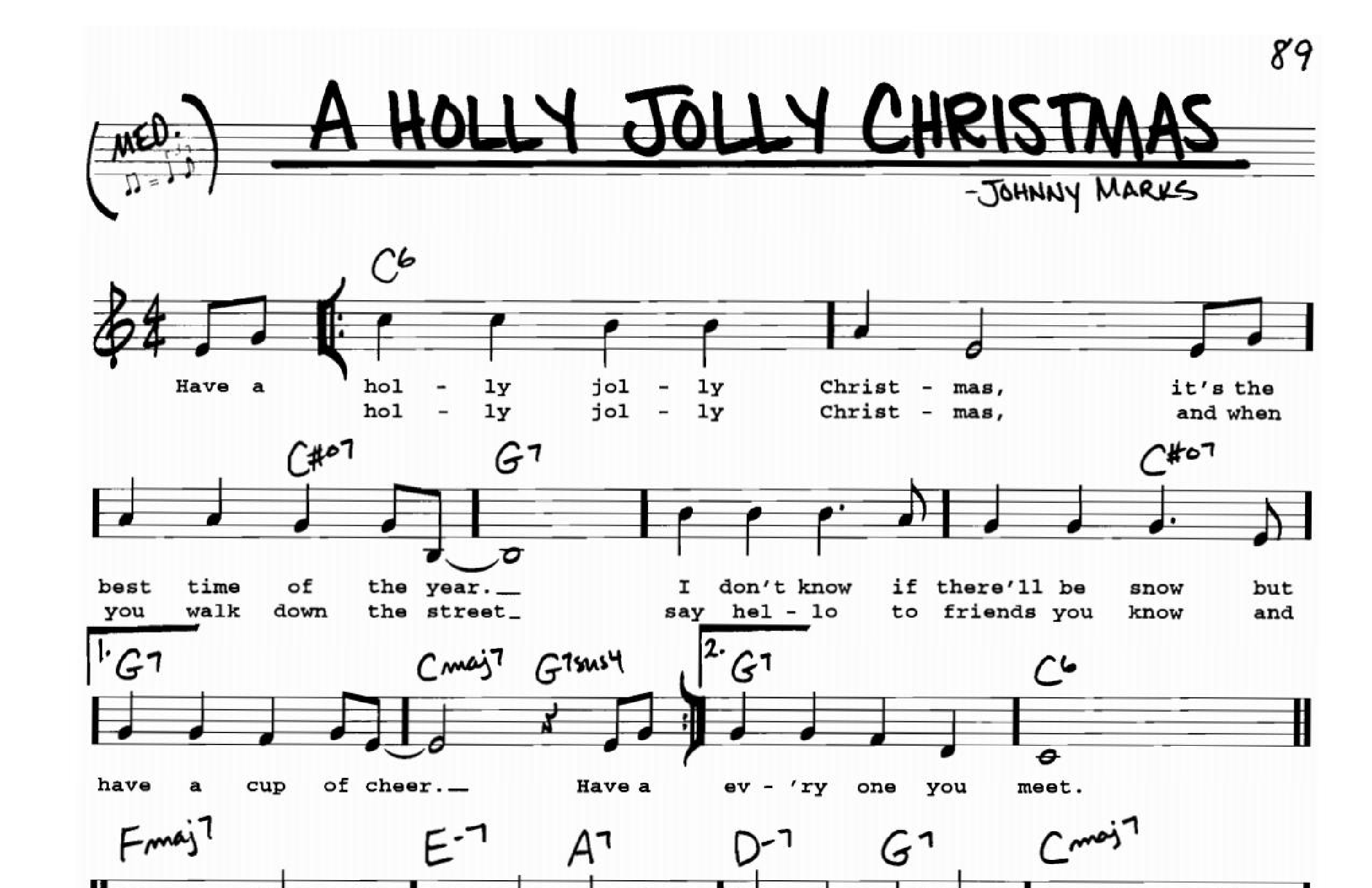 A HOLLY JOLLY CHRISTMAS - Lead Sheet (arr. Johnny Marks) by Johnny ...