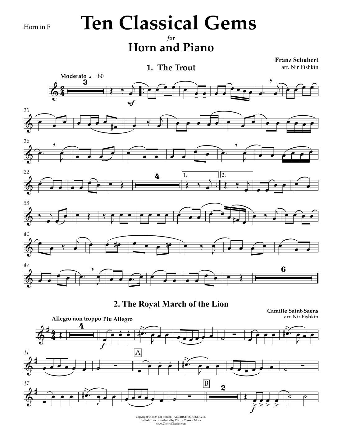 Ten Classical Gems for Horn and Piano (arr. Nir Fishkin) by Various ...