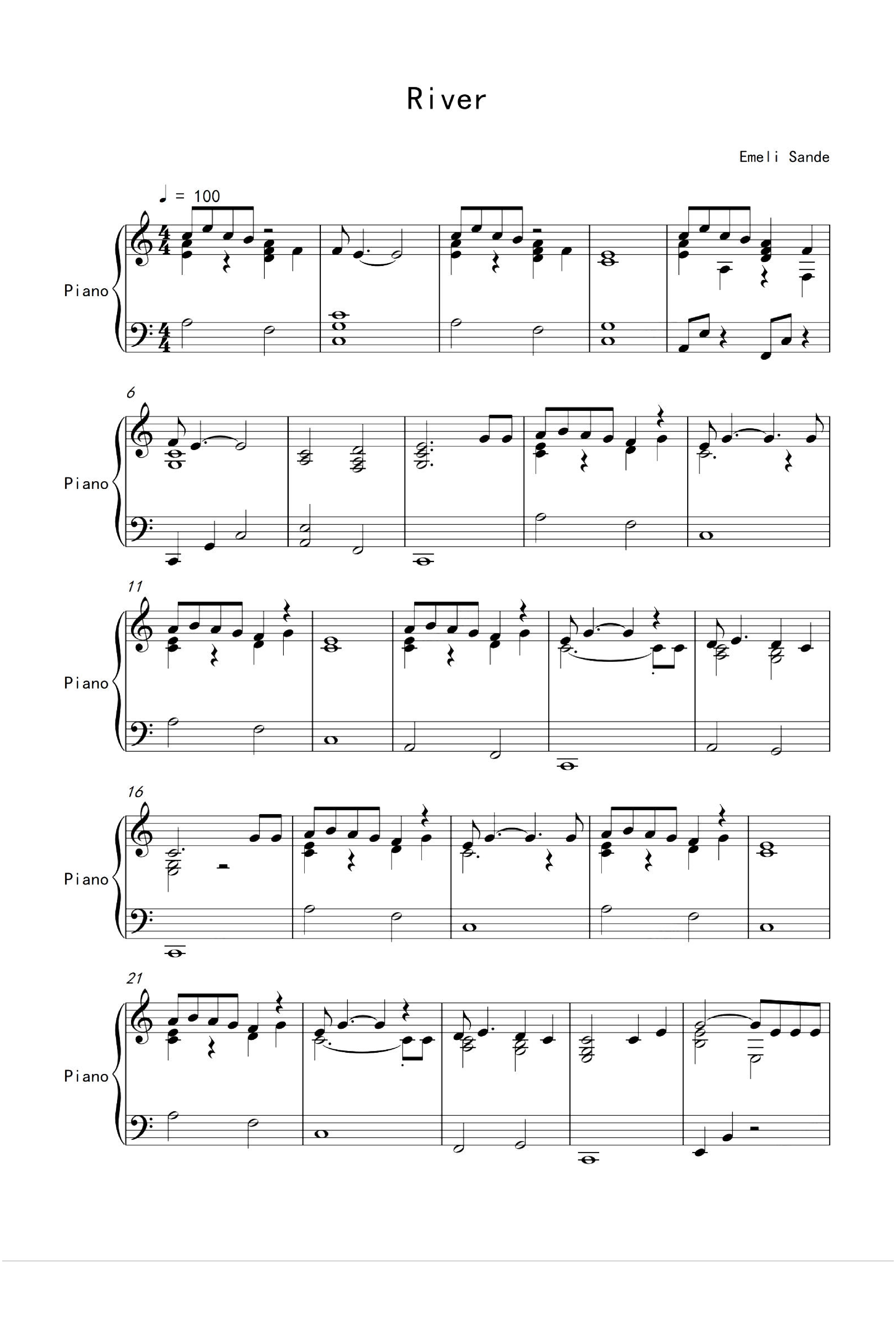 River (arr. Emeli Sande) par Emeli Sande Partitions pour Piano solo sur ...