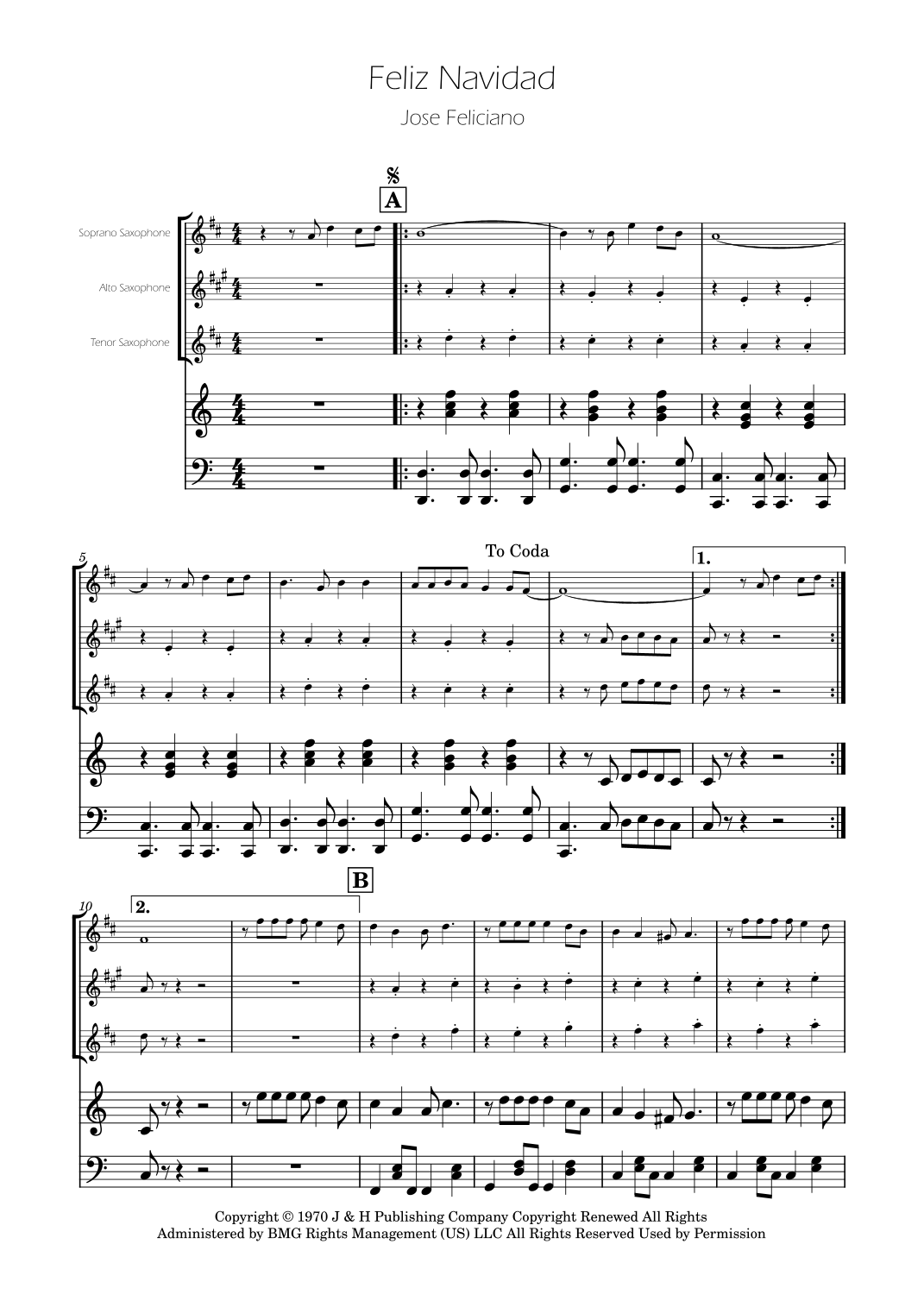 Feliz Navidad (arr. Ygor Nunes Silva) by Clay Walker Sheet Music for Woodwind Ensemble at Sheet ...