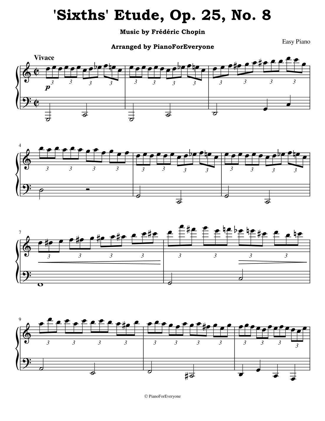 'Sixths' Etude, Op. 25, No. 8 - Chopin (Easy Piano) (arr ...
