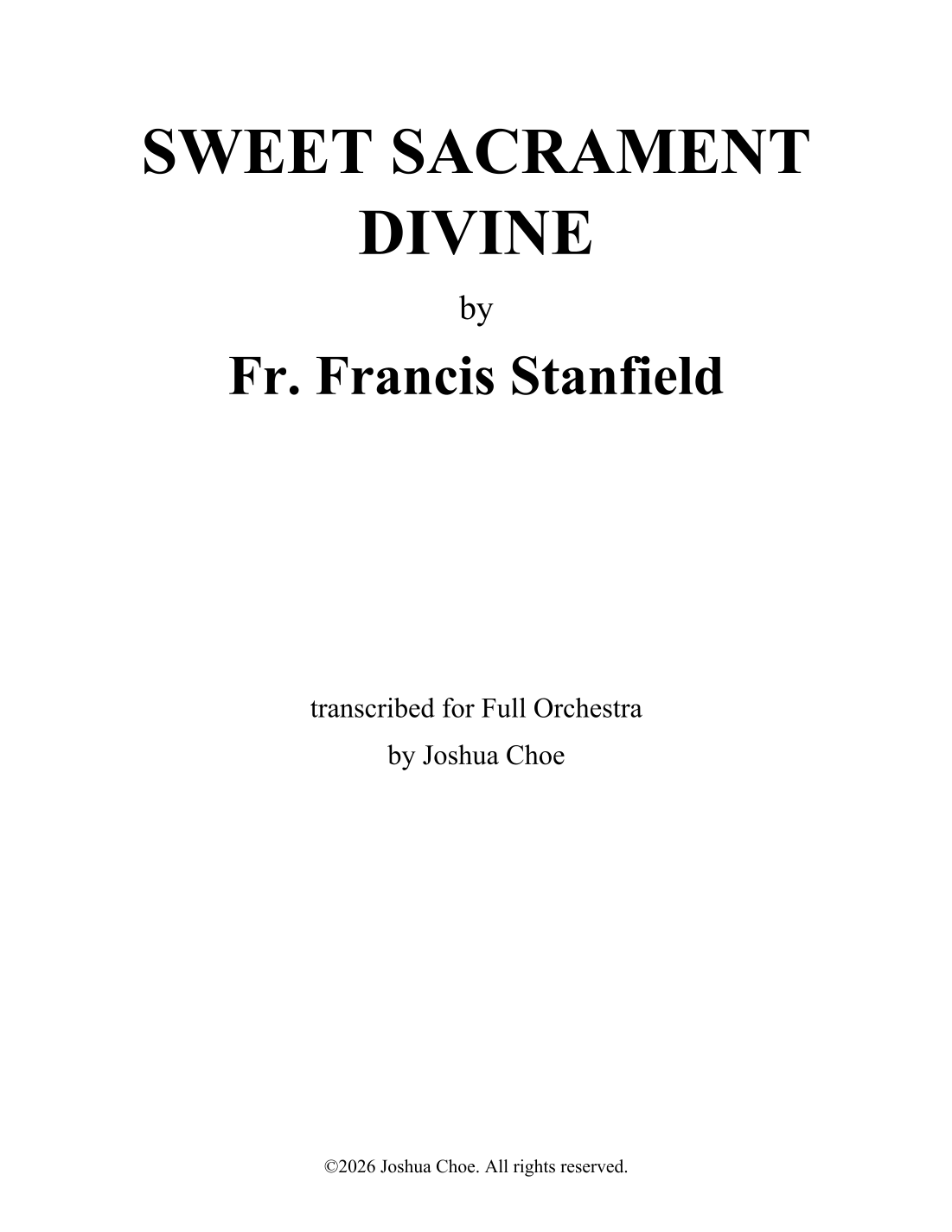 Sweet Sacrament Divine (arr. Joshua Choe) by Francis Stanfield Sheet ...