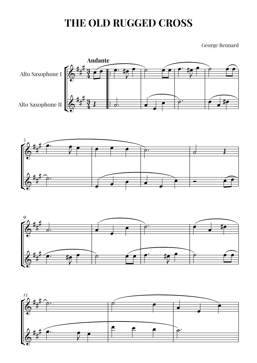 The Old Rugged Cross - Alto Sax Duet (arr. Leonardo Mioto Rebouças by ...