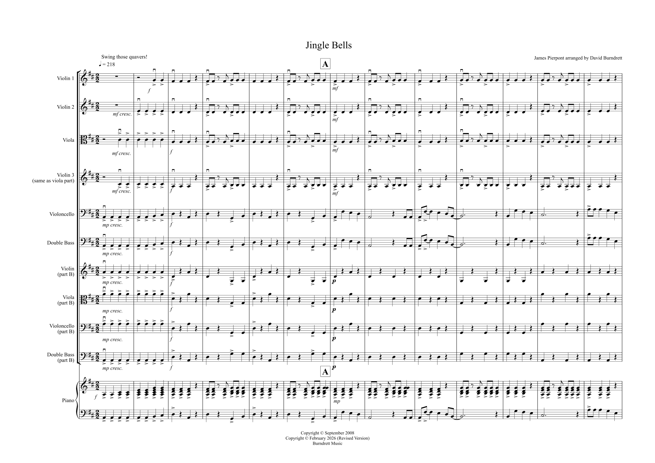 Jingle Bells – Jazzy Easy & Advanced String Orchestra with Piano ...