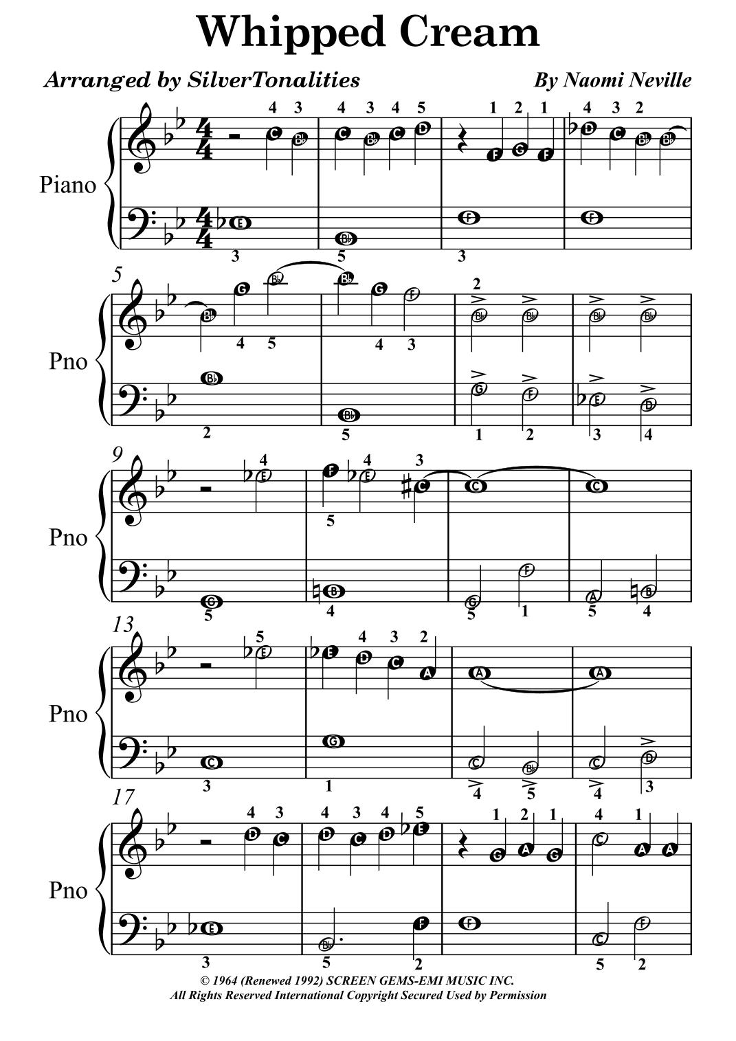 Whipped Cream (arr. SilverTonalities by Herb Alpert Sheet Music for ...