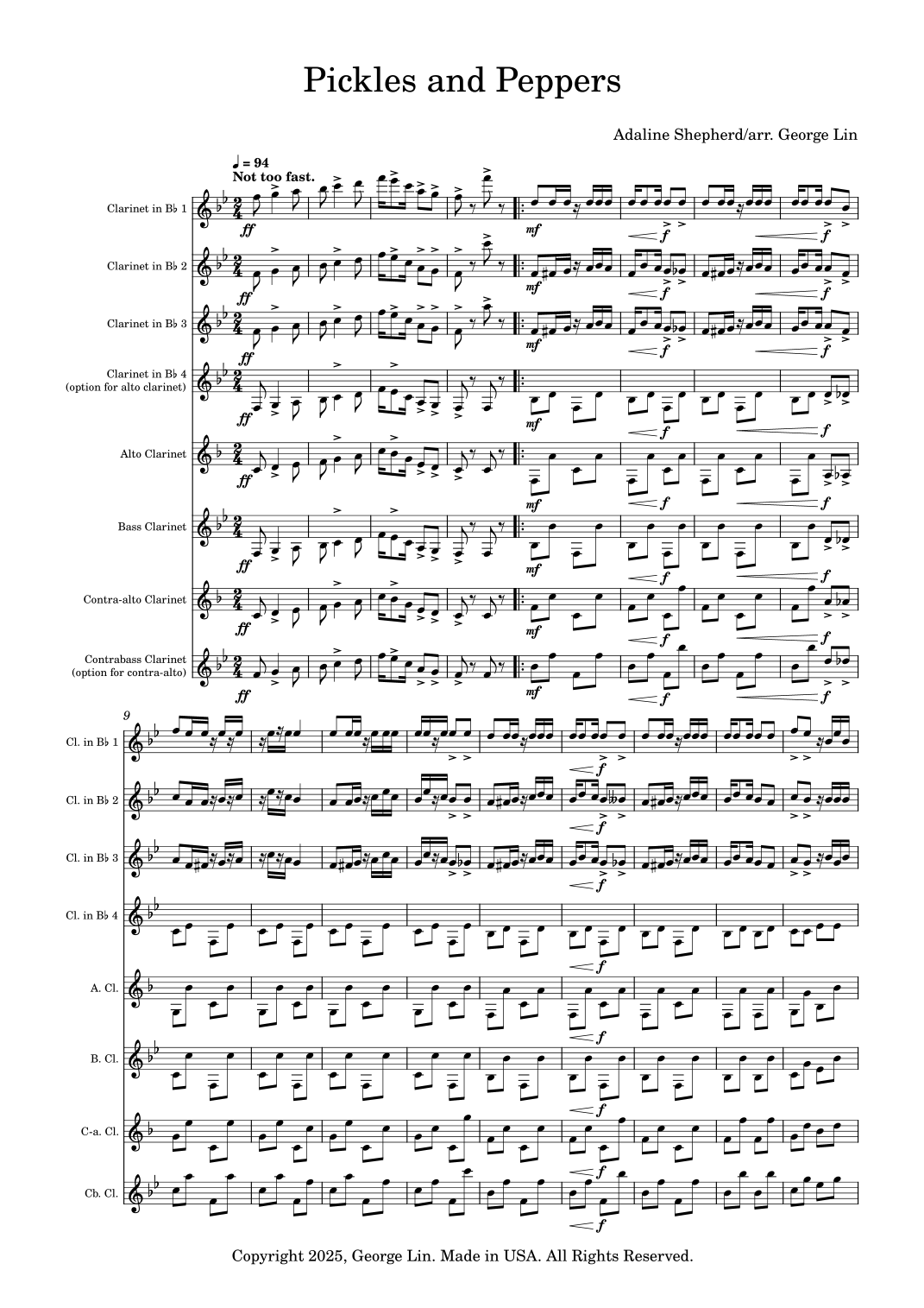 Pickles and Peppers (arr. George Lin) by Adaline Shepherd Sheet Music ...