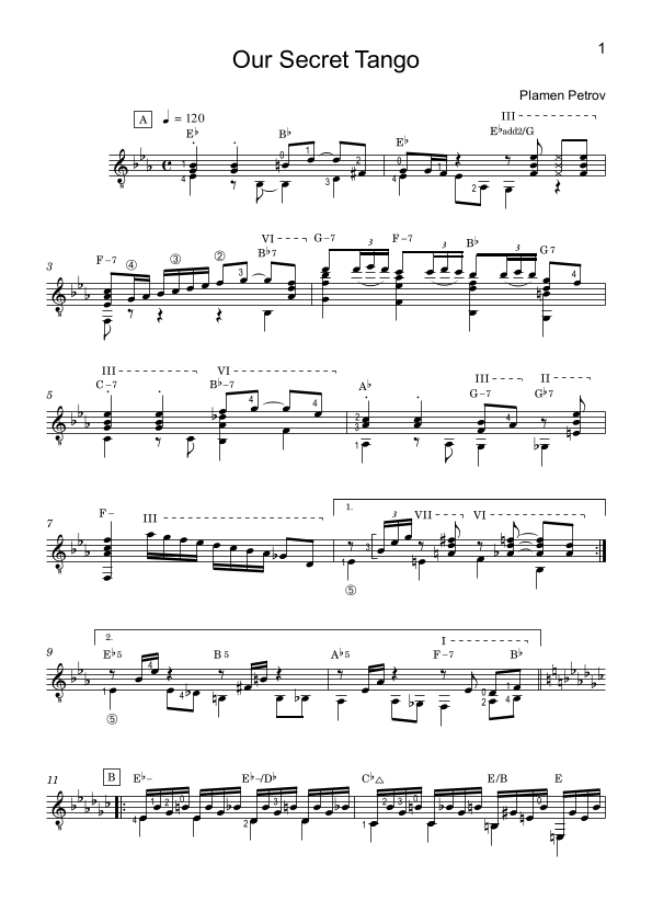 Our Secret Tango by Plamen Petrov Sheet Music for Solo Guitar at Sheet ...