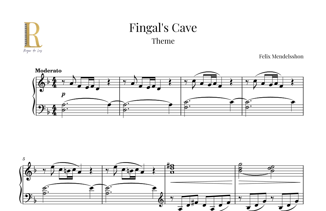 Fingal's Cave – Felix Mendelsshon - Easy Piano (arr. Roger da Luz by ...