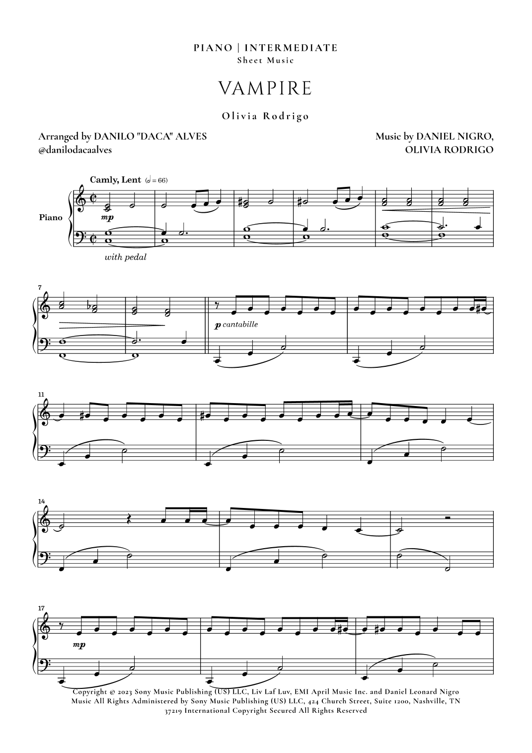 Vampire Sheet Music Sheet