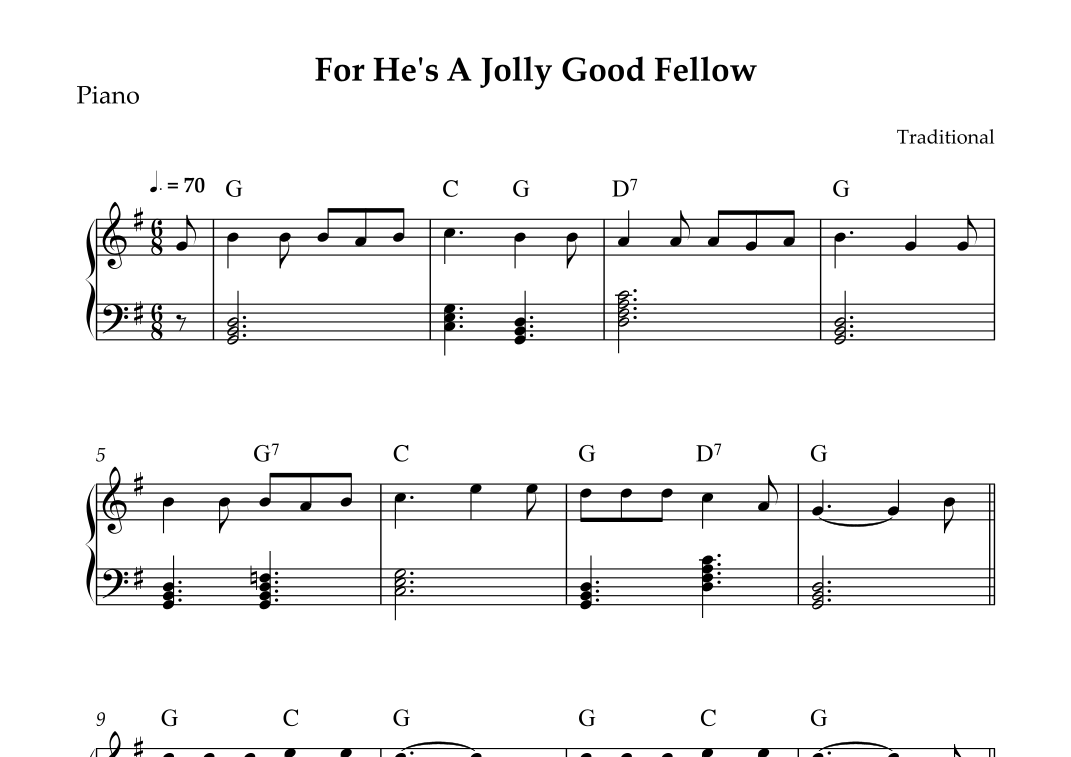 For He's A Jolly Good Fellow (arr. Wesley S. SIlva) by Traditional ...