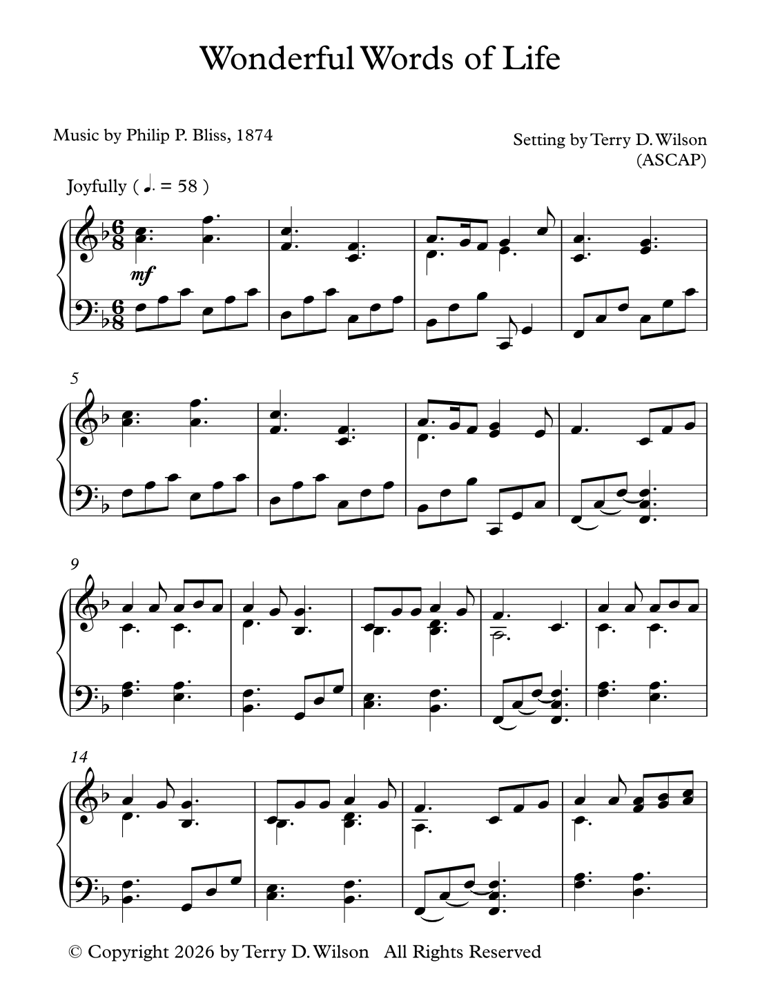 WONDERFUL WORDS OF LIFE (ARR. TERRY D. WILSON) POR PHILIP P. BLISS ...