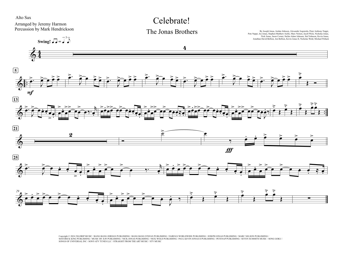 Celebrate (arr. Jeremy Harmon) by The Jonas Brothers Sheet Music for ...