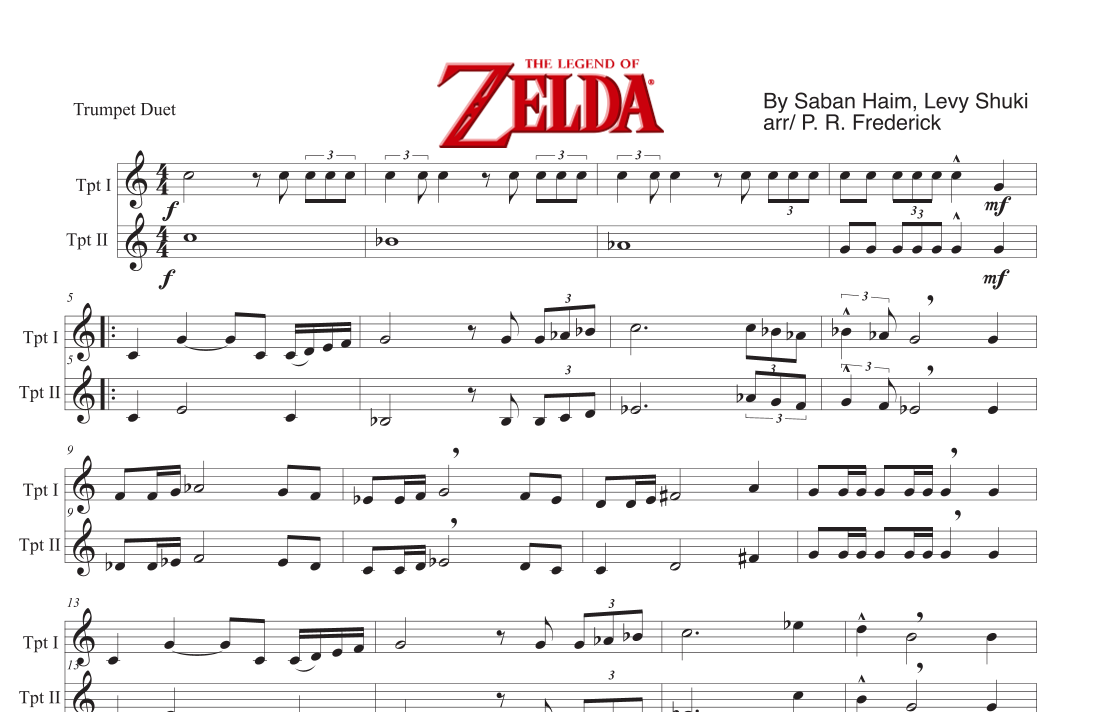 Legend Of Zelda (arr. P. R. Frederick) by Shuki Levy Sheet Music for ...