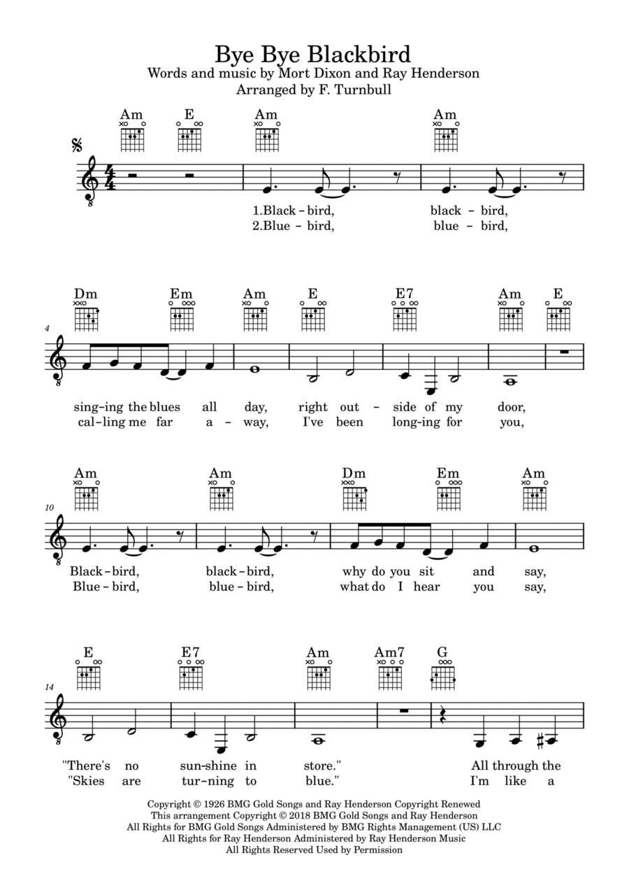 Bye Bye Blackbird (arr. Musicaliti Publishing) by Ray Henderson Sheet ...