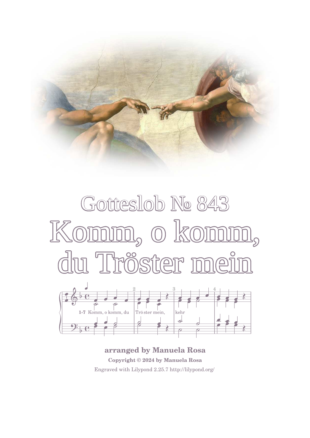 Komm, o komm, du Tröster mein (Gotteslob 843 easy organ manualiter ...