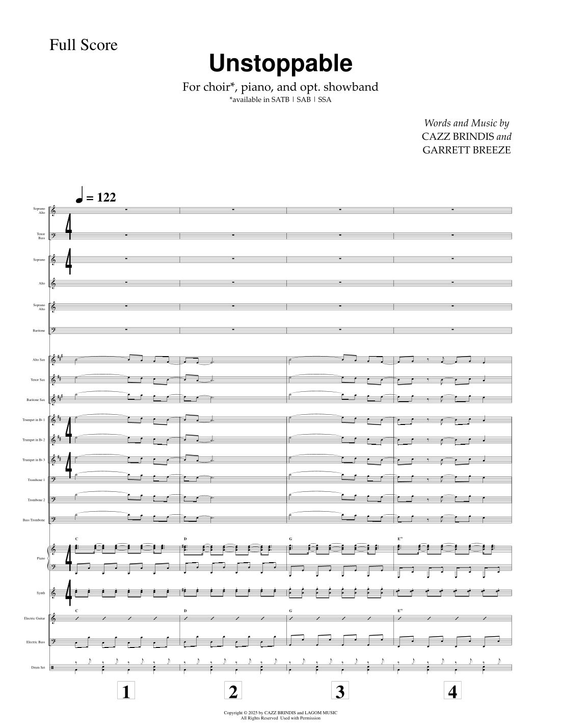 Unstoppable (Show Band Score & Parts) by Cazz Brindis Sheet Music for ...