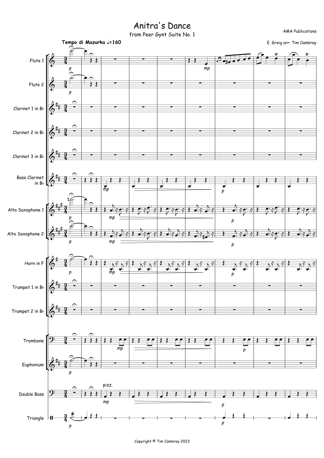 Peer Gynt suite no. 1 - Anitra's Dance (arr. Tim Cambray) by E. Grieg ...