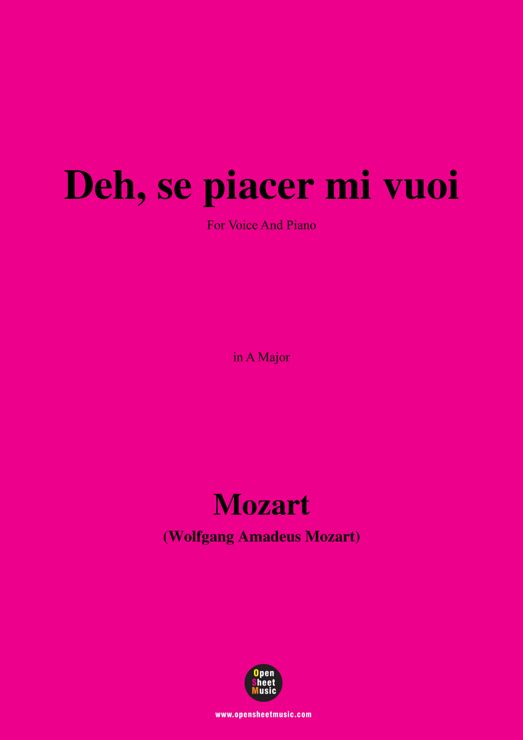 W. A. Mozart-Deh,in A Major (arr. OSM Press) by Wolfgang Amadeus Mozart ...
