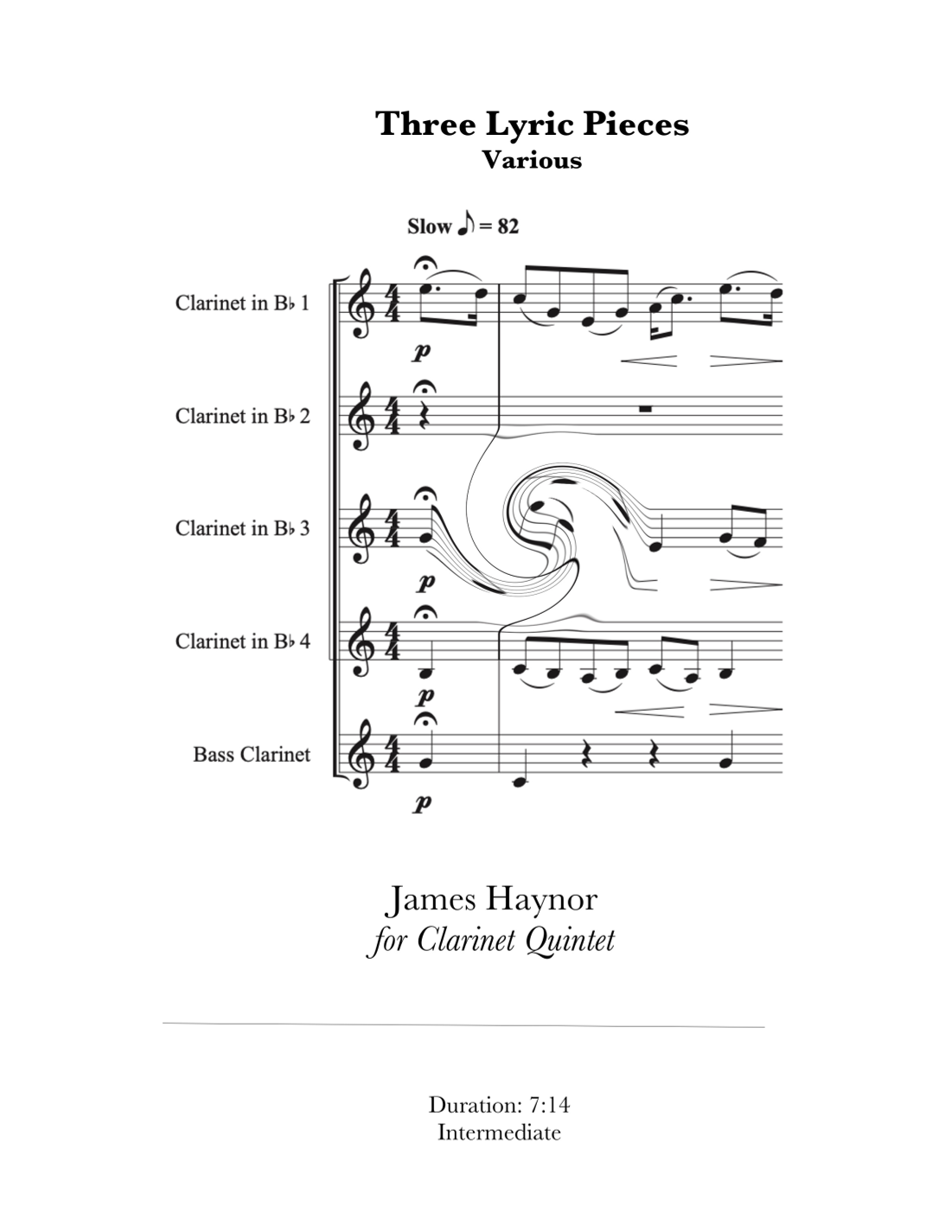 Three Lyric Pieces for Clarinet Quintet (arr. James Haynor) by Various ...