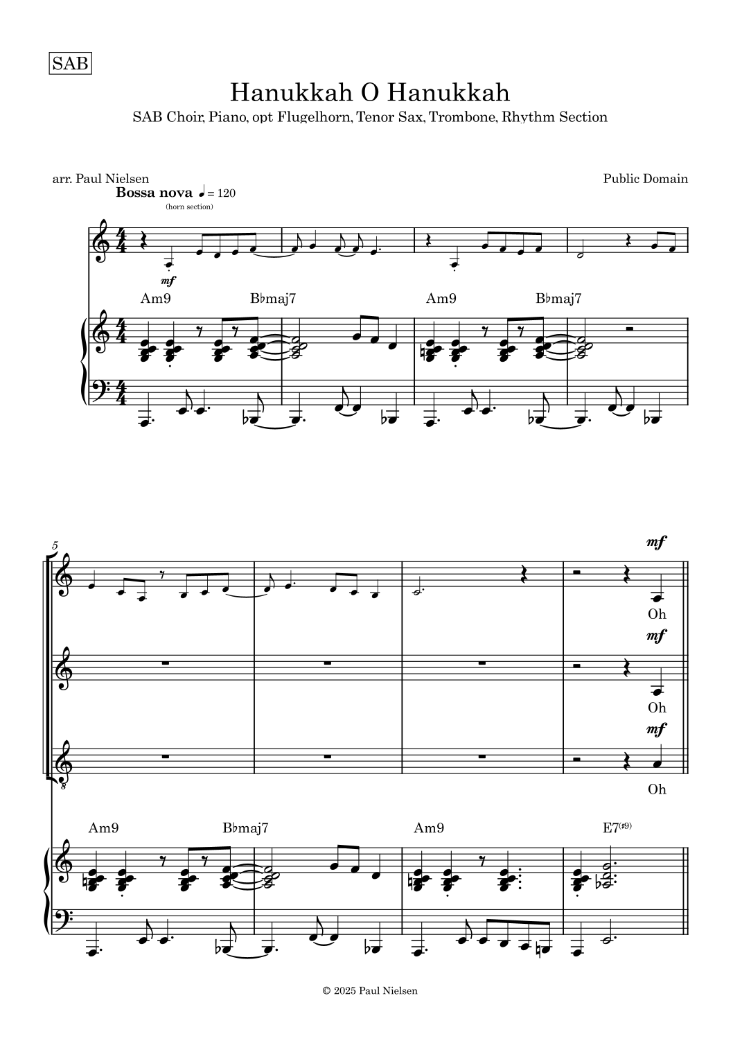 Hanukkah O Hanukkah (arr. Paul Nielsen) by Public Domain Sheet Music ...